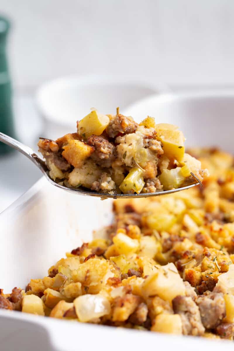 Easy Sausage & Apple Stuffing Recipe | All Things Mamma