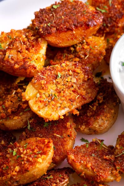 Baked Crispy Parmesan Potatoes | All Things Mamma