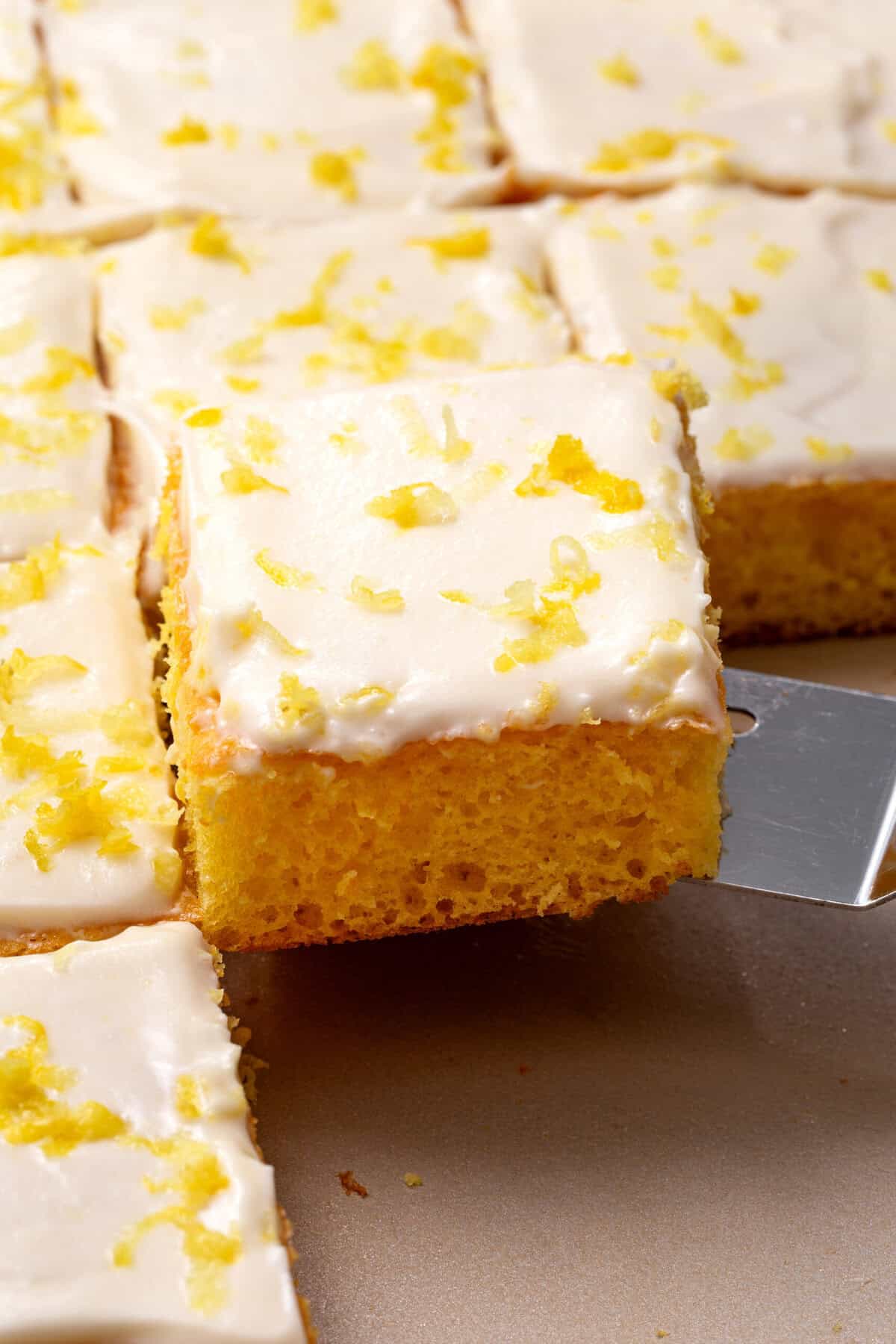 Easy Lemon Sheet Cake (made with a box cake mix!) - All Things Mamma
