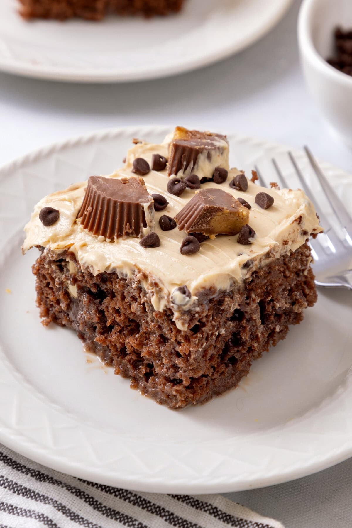 Chocolate Peanut Butter Poke Cake - Made with A Box Cake Mix! | All ...