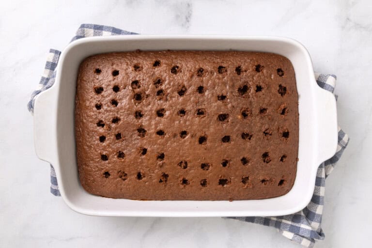 Chocolate Peanut Butter Poke Cake - Made with A Box Cake Mix! | All ...